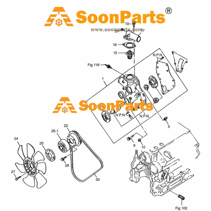 Buy Water Pump 8970698821 897069-8821 for Doosan Daewoo Excavator SOLAR ...