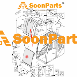 Front Upper Glass 903-00076A for Doosan Daewoo Excavator DX300LC ...