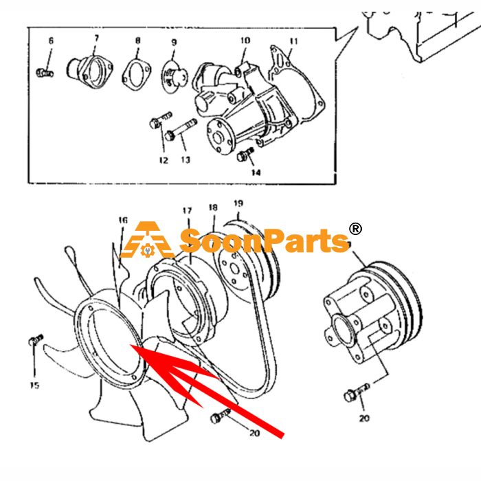 Cooling Fan Blade 25261-93100 for Hyundai Excavator R500W