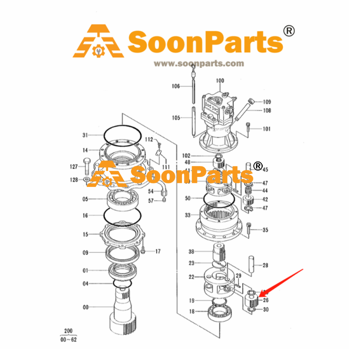 Moteur pivotant Planet Gear 9732811 pour pelle John Deere 490E
